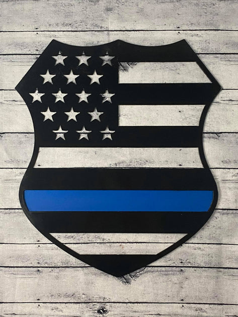 Thin Blue Line Shield | Cut-N-Rust
